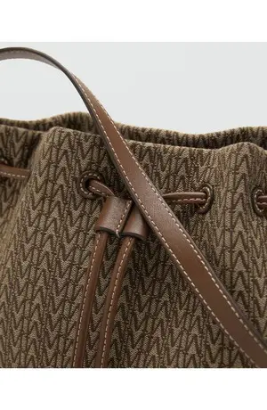 Mango Logo Jacquard Bucket Bag