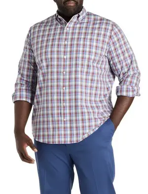 OAK HILL BY DXL Big & Tall Medium Plaid Performance Sport Shirt - Multi