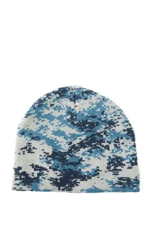 COTTON ON Printed Beanie - Navy Blue Grey Pixel Storm