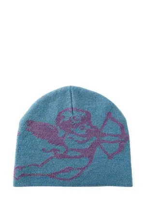 COTTON ON Printed Beanie Petrol Blue Purple Cupid
