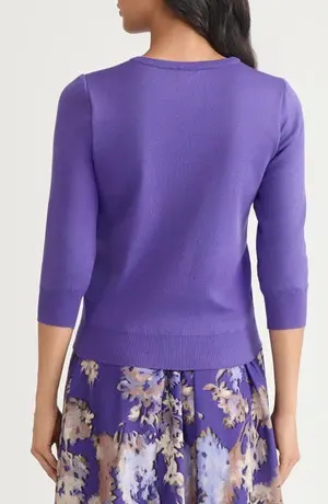 Misook Embroidered Crewneck Sweater