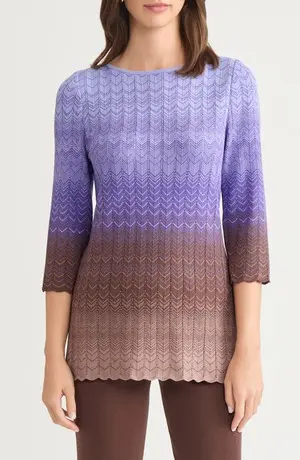 Misook Ombré Pointelle Sweater