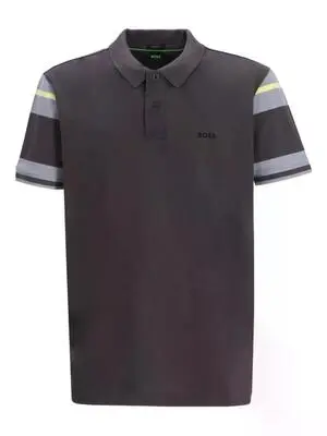 BOSS Striped-detail Polo Shirt - Grey