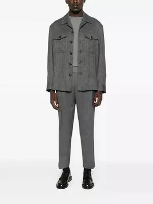 Canali Round Neck Long Sleeve Wool T-shirt - Grey