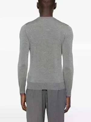 Canali Round Neck Long Sleeve Wool T-shirt - Grey