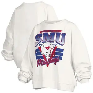PRESSBOX Smu Mustangs Oversized Waist-length Pullover Sweatshirt