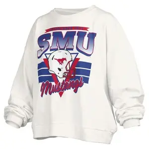 PRESSBOX Smu Mustangs Oversized Waist-length Pullover Sweatshirt