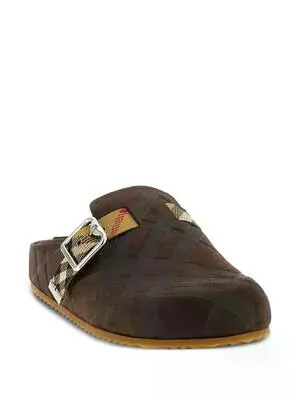 Burberry Check-pattern Buckled Mules