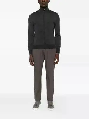 Canali Wool Zip-up Cardigan - Grey