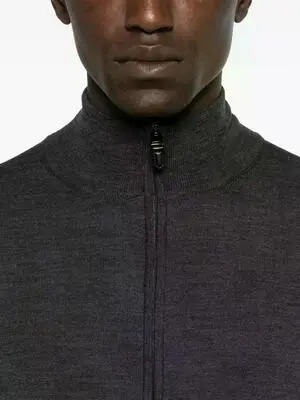 Canali Wool Zip-up Cardigan - Grey