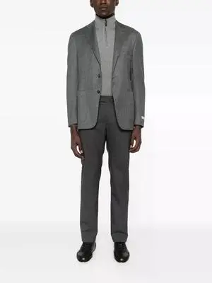 Canali Zip-neck Wool Sweater - Grey
