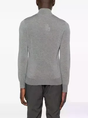 Canali Zip-neck Wool Sweater - Grey
