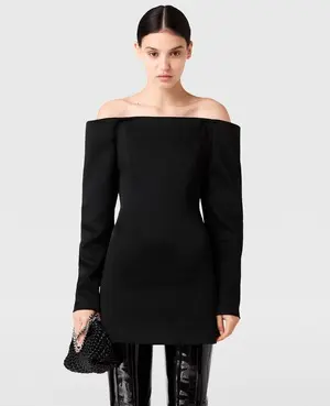 Stella McCartney Off-shoulder Long-sleeve Mini Dress