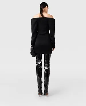 Stella McCartney Off-shoulder Long-sleeve Mini Dress