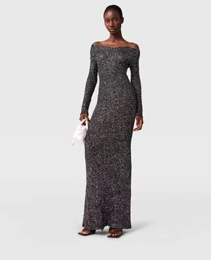 Stella McCartney Sequin Off-shoulder Gown - Black
