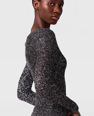 Stella McCartney Sequin Off-shoulder Gown - Black