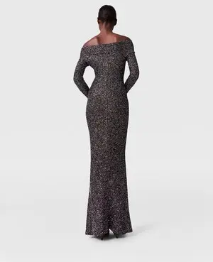 Stella McCartney Sequin Off-shoulder Gown - Black