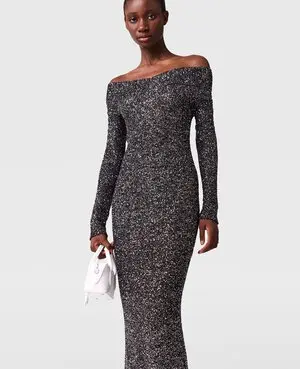 Stella McCartney Sequin Off-shoulder Gown - Black
