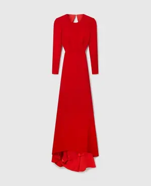 Stella McCartney Backless Long-sleeve Floor-length Gown - Lipstick