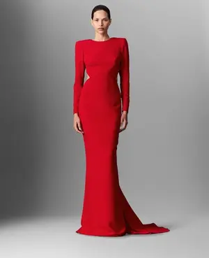 Stella McCartney Backless Long-sleeve Floor-length Gown - Lipstick