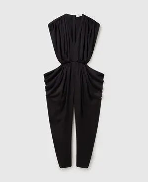 Stella McCartney Deep V-neck Pleated Jumpsuit With Shoulder Pads