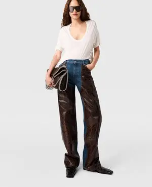 Stella McCartney Snake Panel Denim Chaps Jeans