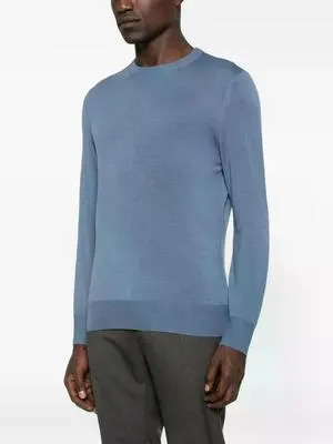 Canali Round-neck Wool Long-sleeve Sweater