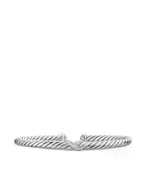 David Yurman Cable Flex Diamond Bangle - Silver