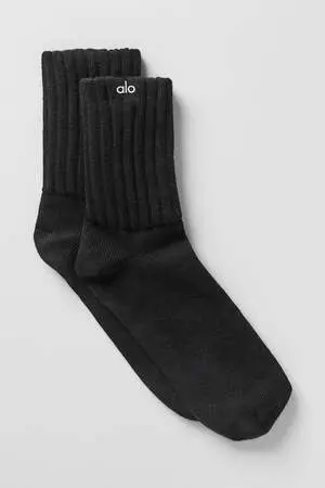 Alo Yoga Half-Crew Scrunch Socks Black