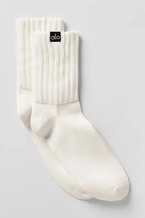Alo Yoga Half-crew Scrunch Socks - Ivory
