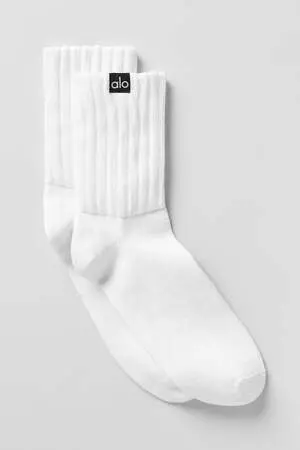 Alo Yoga Half-crew Scrunch Socks - White