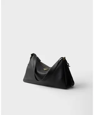 Prada Aimee Large Leather Shoulder Bag - Black
