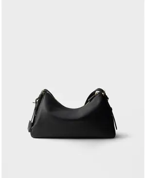 Prada Aimee Large Leather Shoulder Bag - Black