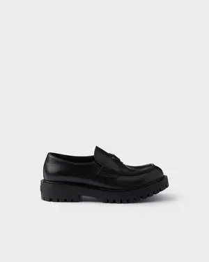 Prada Brushed Leather Loafers - Black