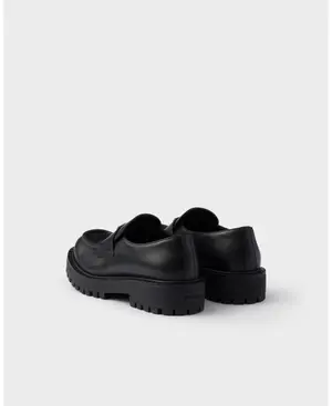 Prada Brushed Leather Loafers - Black