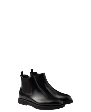 Prada Brushed Leather Chelsea Boots
