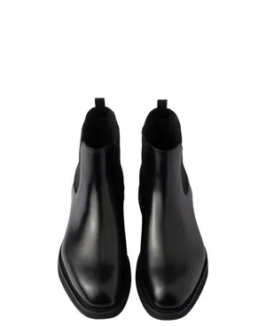 Prada Brushed Leather Chelsea Boots