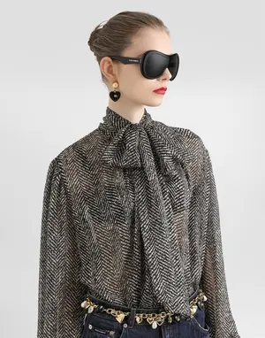 Dolce & Gabbana Chevron-print Silk Chiffon Shirt - Multicolor