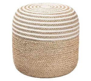 BALI & PARI Nequiel Seagrass And Woven Rope Ott Oman Footstool - One-color