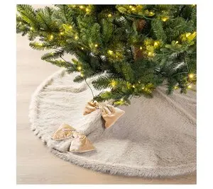 GLITZHOME 48'd Reversible Faux Fox Fur Christma S Tree Skirt - One-color