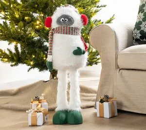 GLITZHOME Christmas Fabric Yeti With Telescopin G Legs - One-color