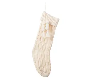GLITZHOME 22'l Knitted Christmas Stocking With Ompon Tassel