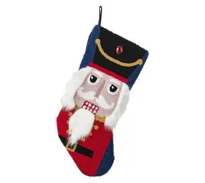 GLITZHOME 21l Hooked Nutcracker Christmas Stocking