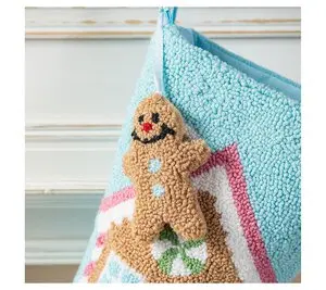 GLITZHOME 21l Hooked Gingerbread House Christmas Stocking