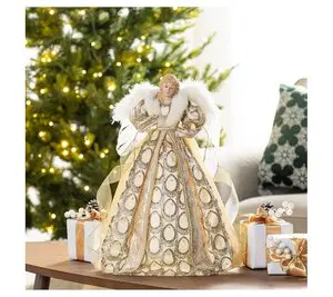 GLITZHOME 18.5h Faux Christmas Elegant Angel Tree Topper - One-color