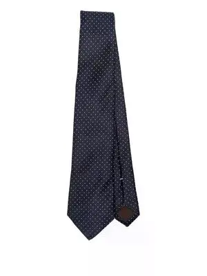 Canali Polka-dot Silk Neck Tie - Blue