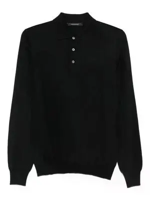 Tagliatore Long-sleeve Polo Shirt - Black