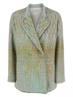 FORTE_FORTE Fringed-hem Patterned Blazer