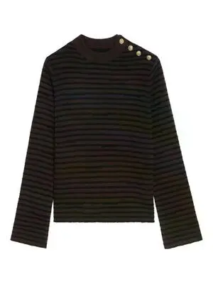 Zadig&Voltaire Striped Sweater With Gold Buttons - Brown