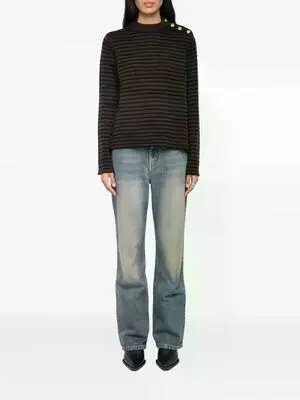 Zadig&Voltaire Striped Sweater With Gold Buttons - Brown